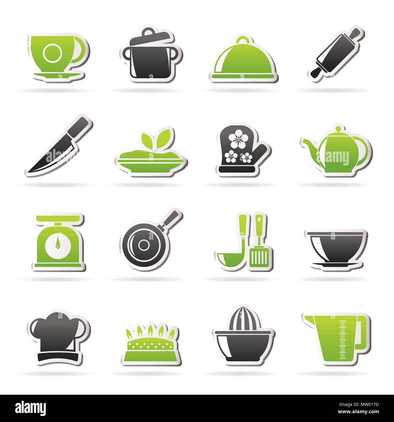 Restaurant and kitchen items icons - vector icon set, Created For Print ...