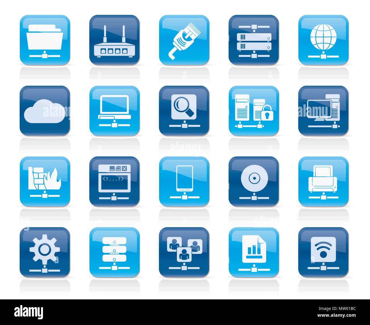 Computer Network and internet icons - vector icon set Stock Vector ...