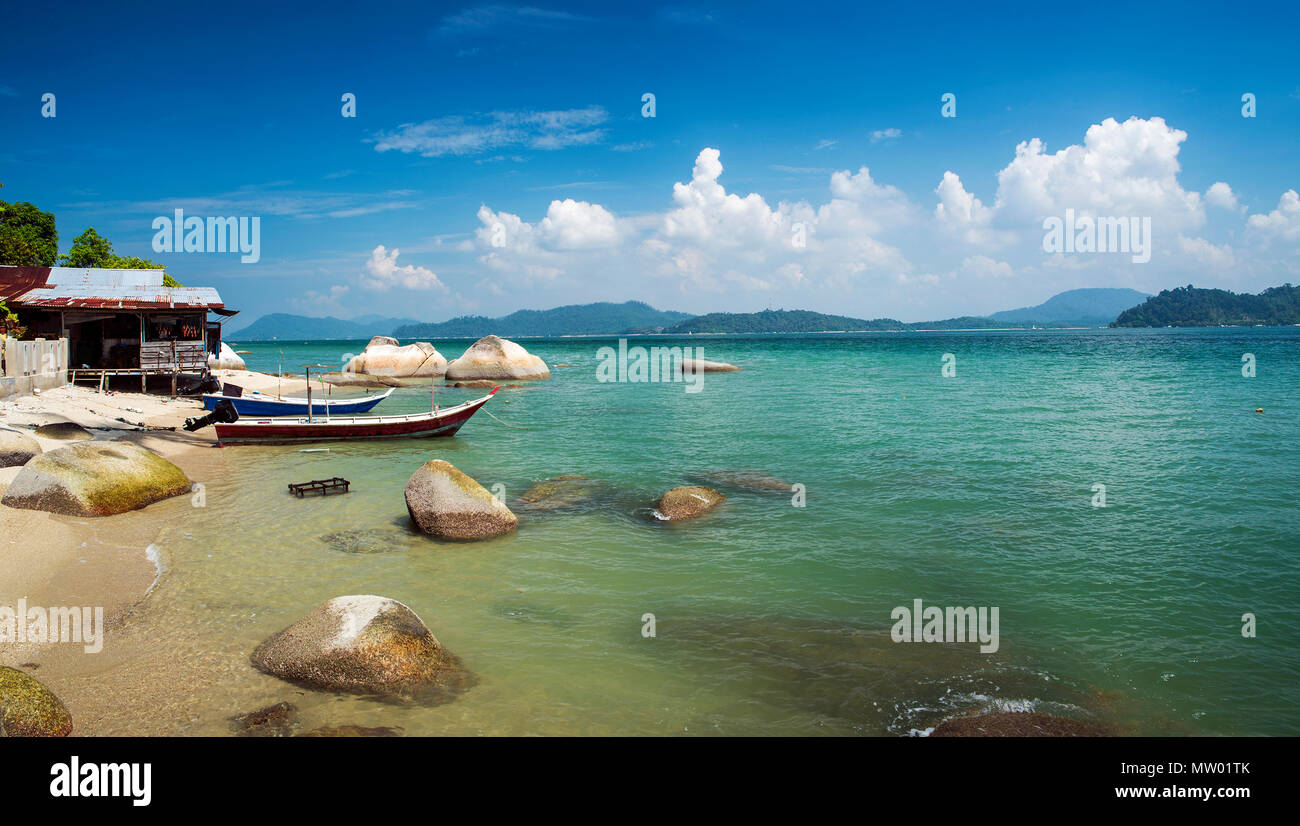 Fishing boats on beach, Pangkor Island, Perak, Malaysia Stock Photo - Alamy