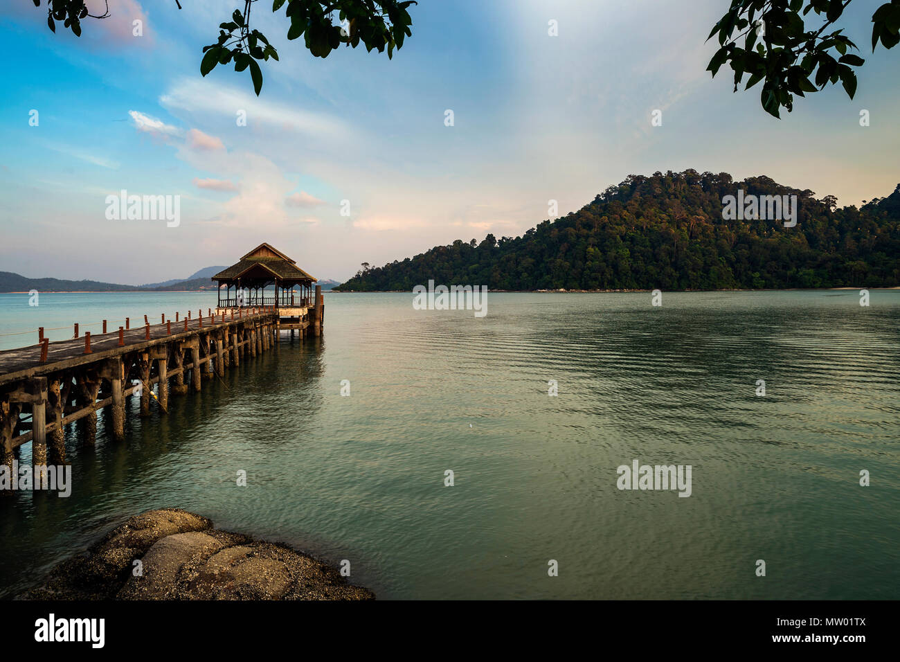 Wooden jetty, Teluk Dalam, Pangkor Island, Perak, Malaysia Stock Photo ...