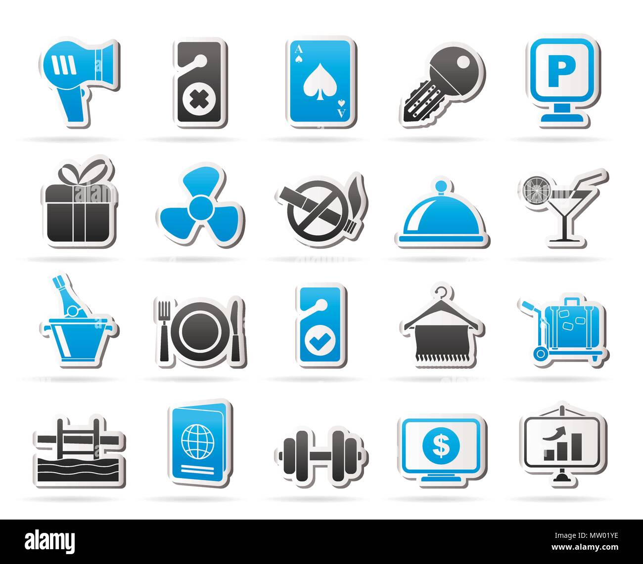 Hotel and motel services icons 2- vector icon set Stock Vector Image ...