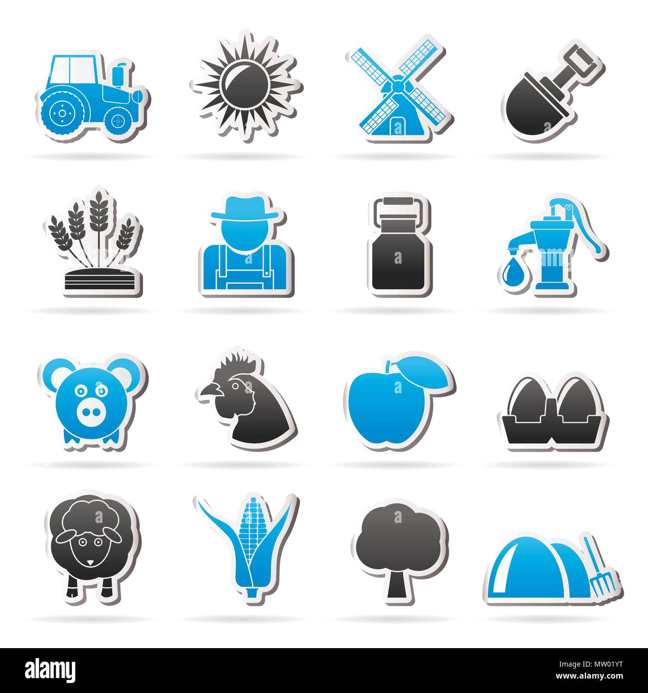 Agriculture and farming icons - vector icon set Stock Vector Image ...
