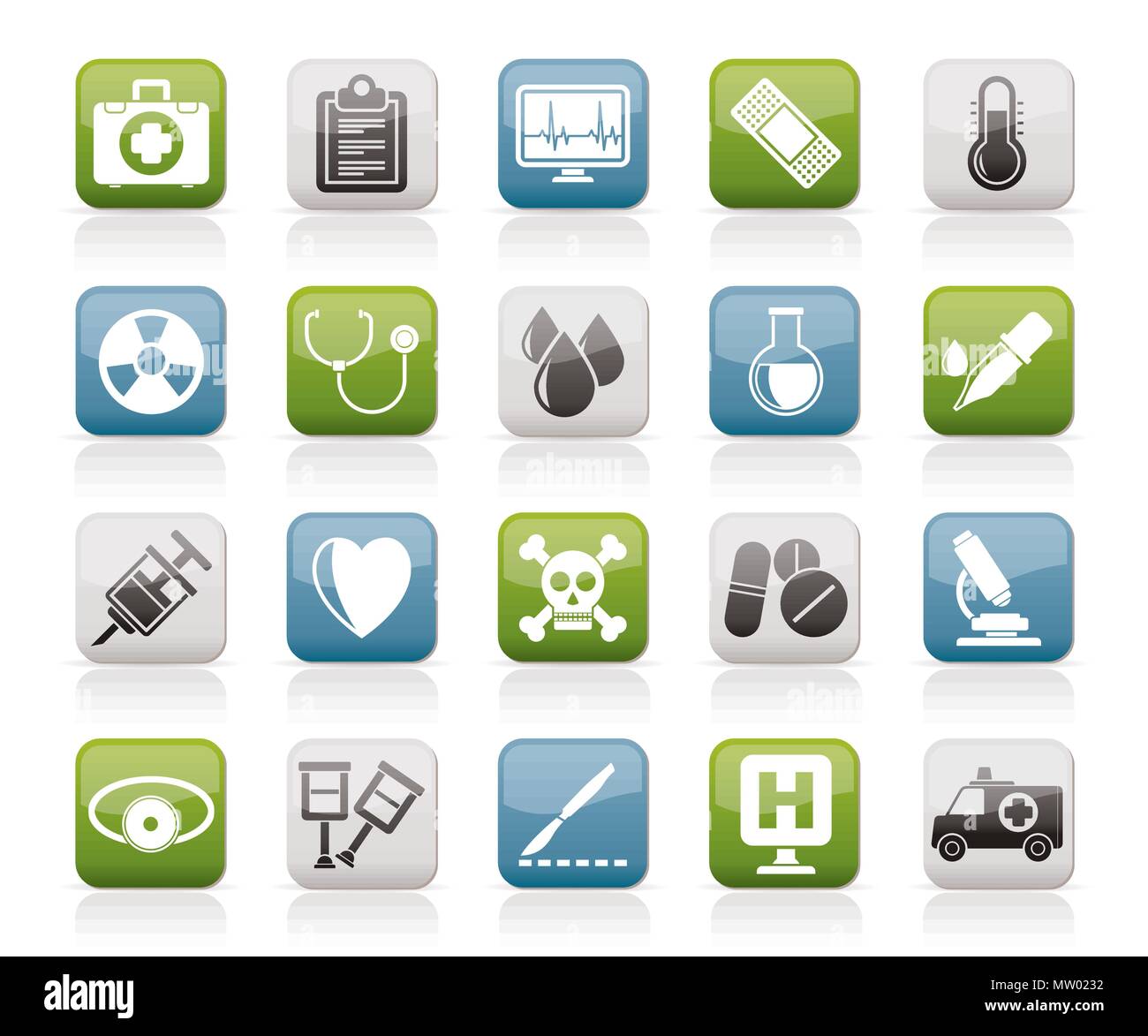 Medical tools and health care equipment icons - vector icon set Stock ...