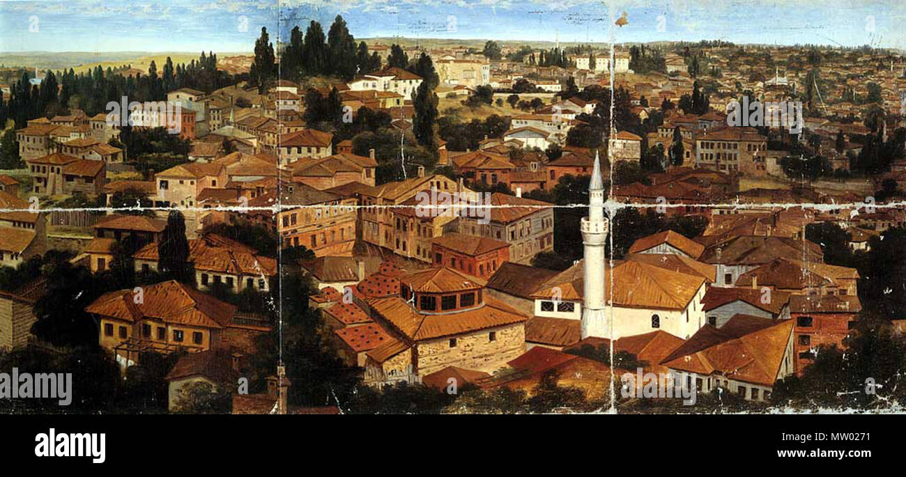 . English: Preliminary canvas for the Panorama of Constantinople detail ...