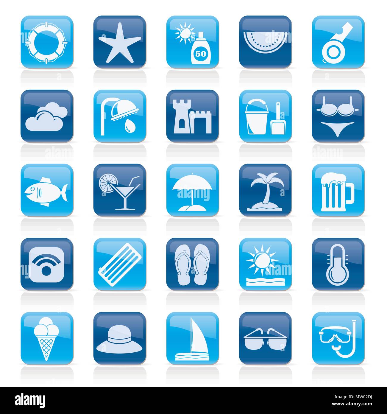 Beach, resort and entertainment icons - vector icon set Stock Vector ...
