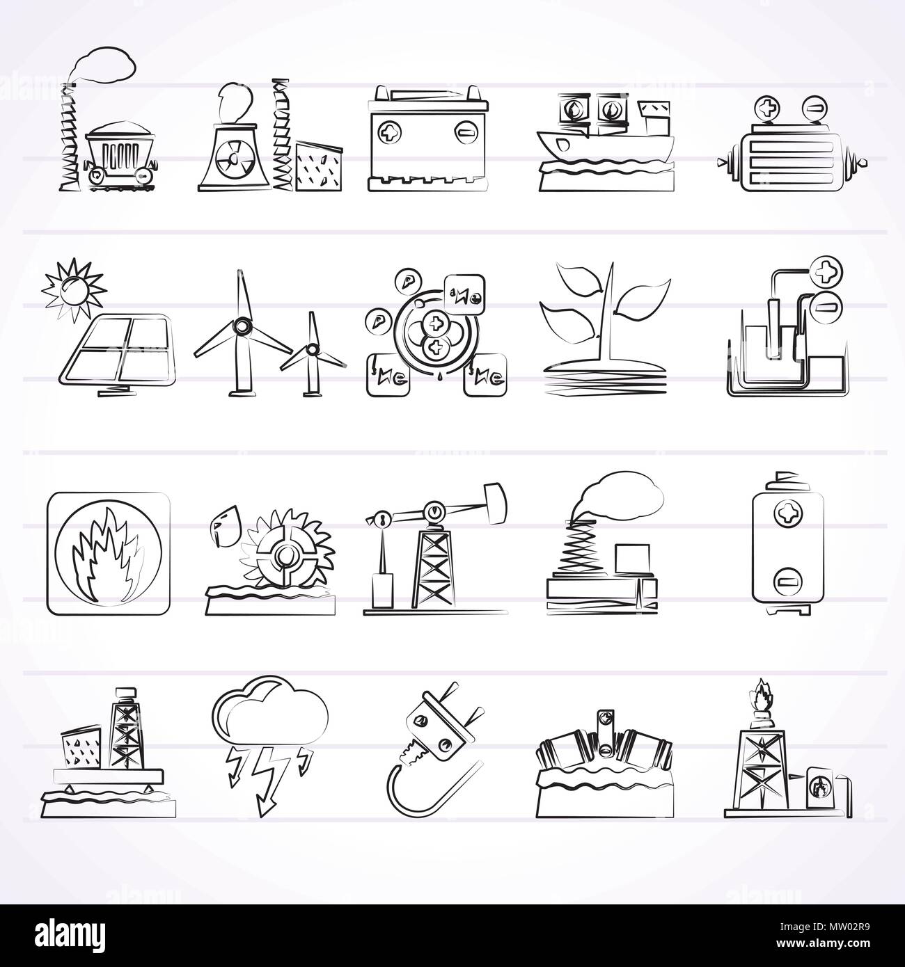Electricity and Energy source icons - vector icon set Stock Vector ...
