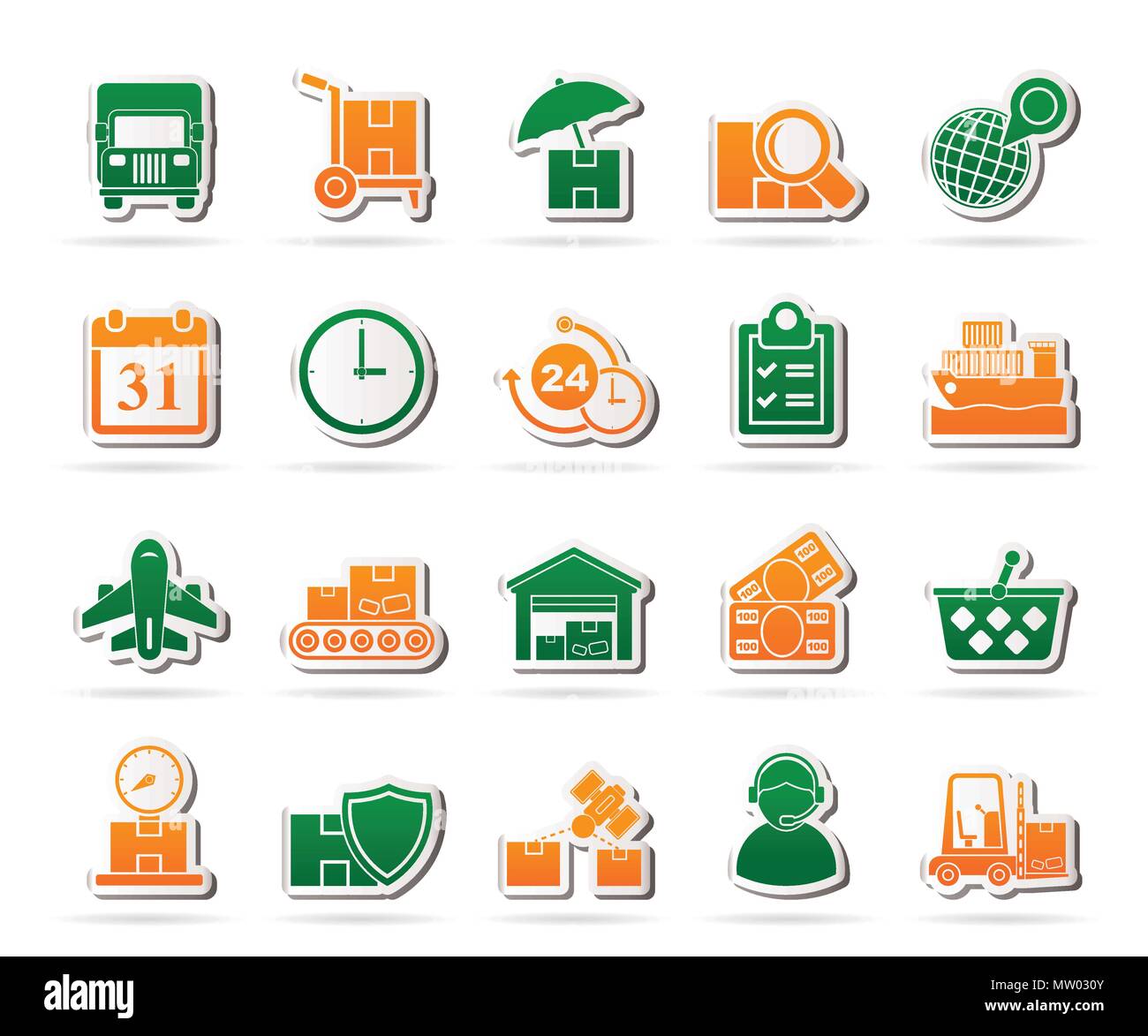 Cargo, shipping and Logistics - vector icon set Stock Vector Image ...