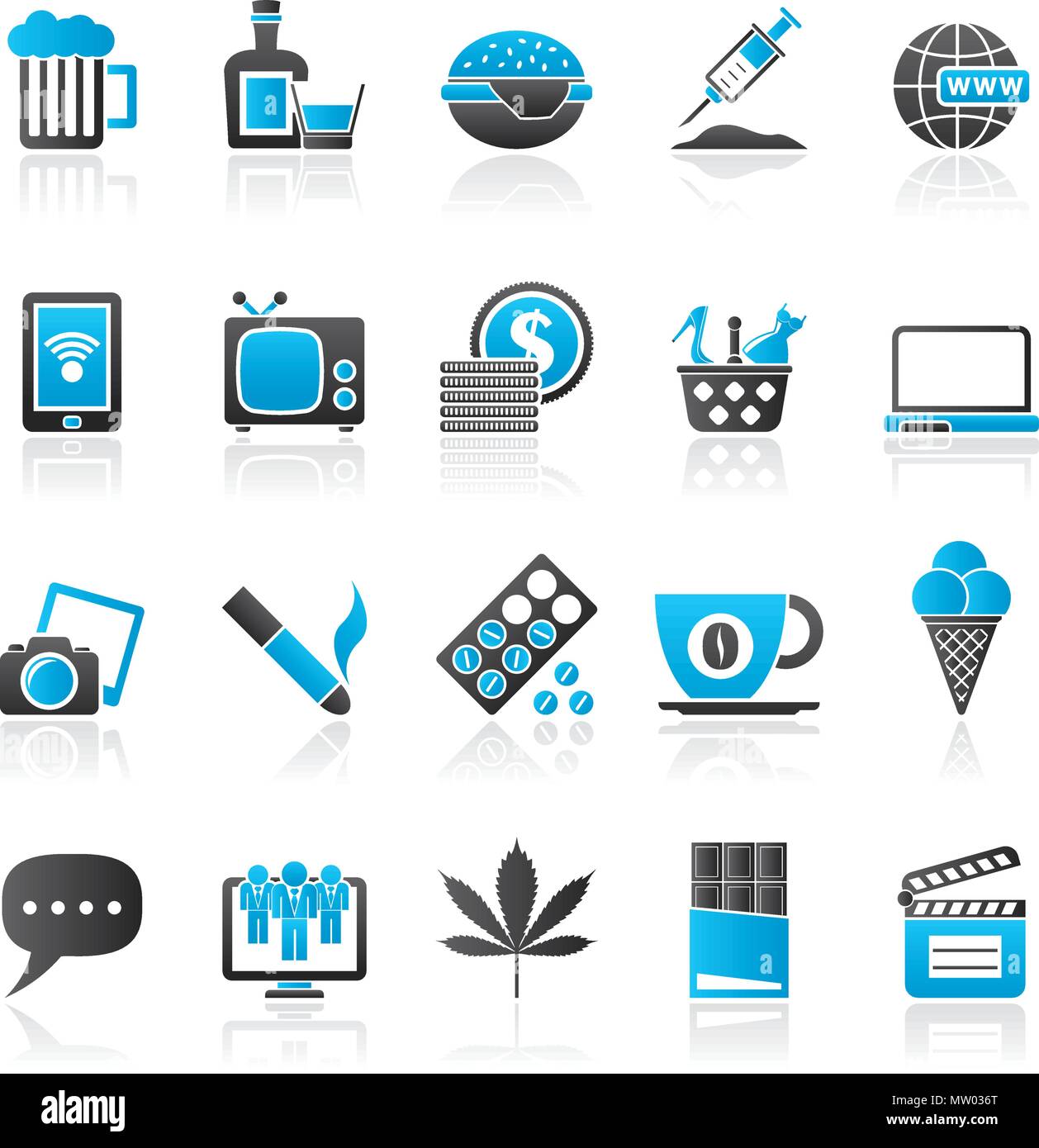 Different types of Addictions icons - vector icon set Stock Vector ...