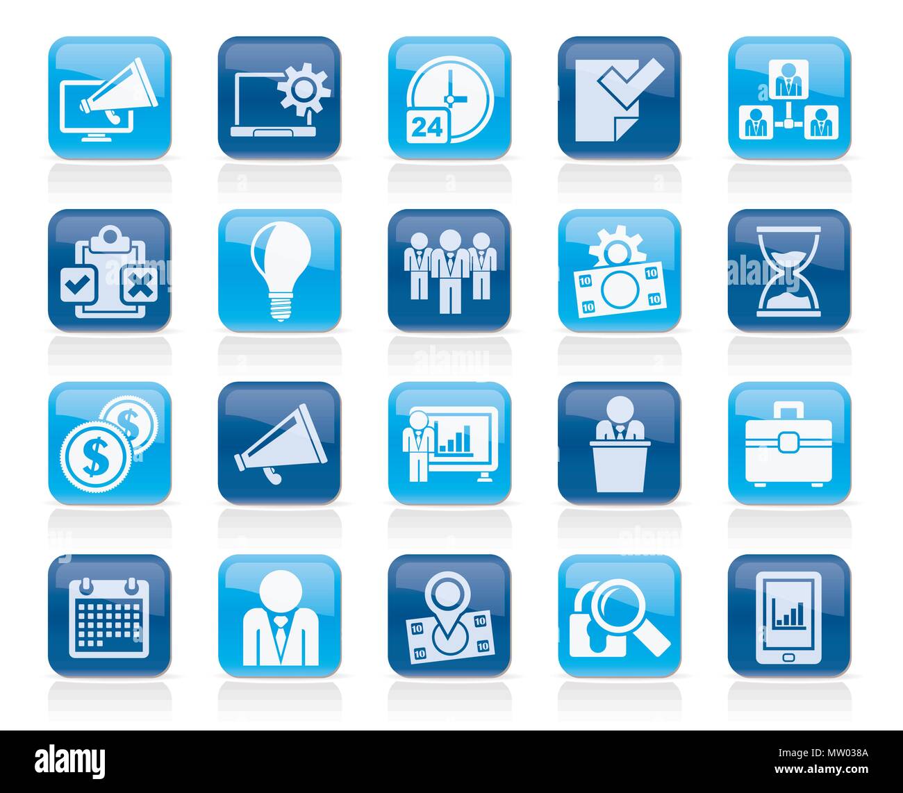 Laptop management document icons Cut Out Stock Images & Pictures - Alamy