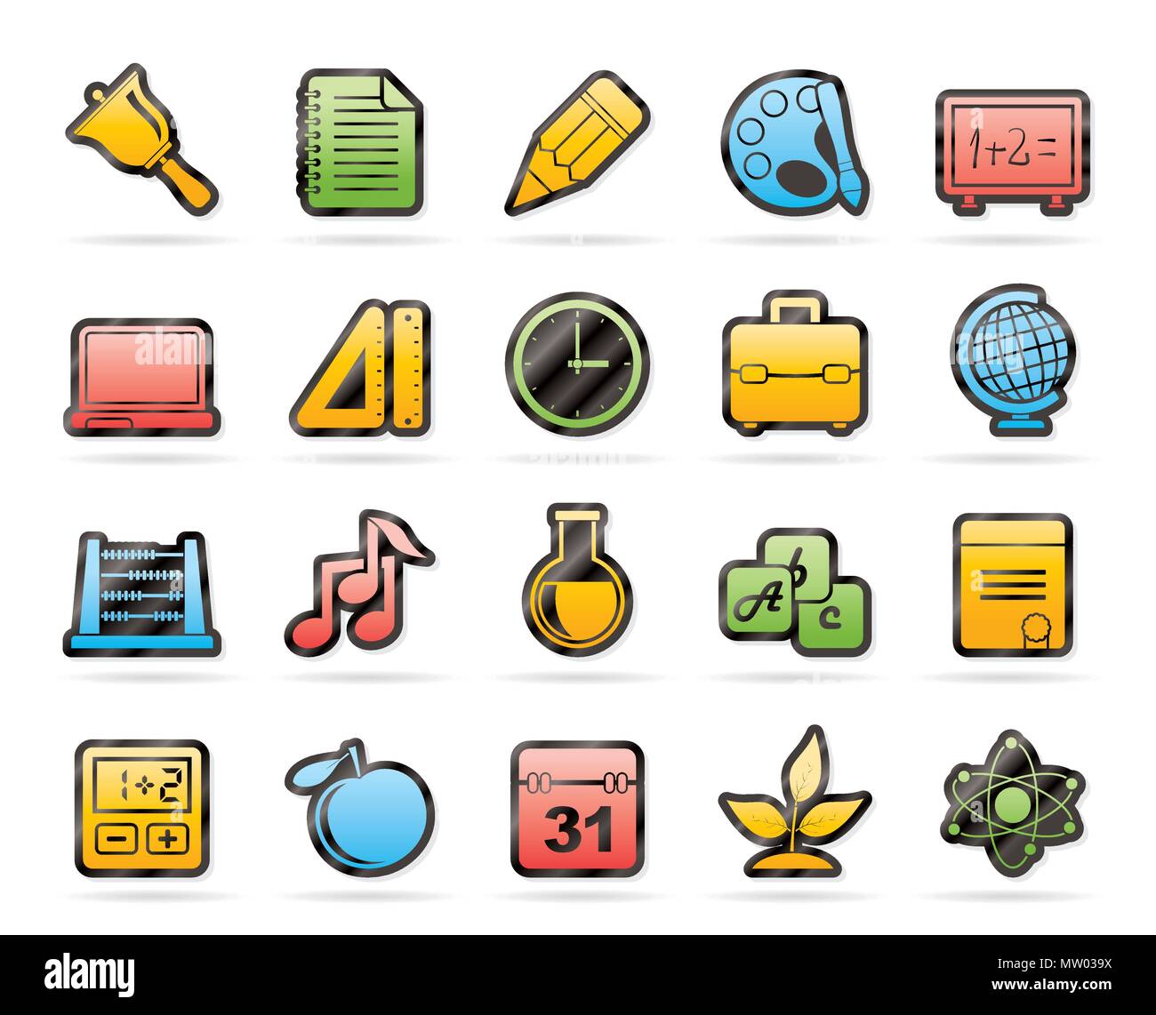 Education, science and studies icons - vector icon set Stock Vector ...