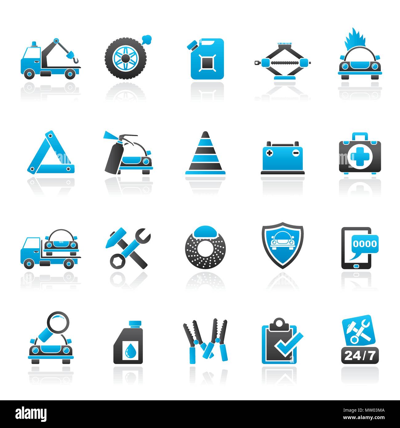 Roadside Assistance and tow icons - vector icon set Stock Vector Image ...