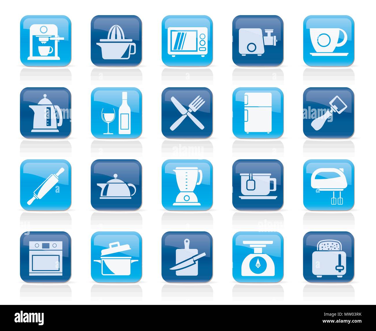 Kitchenware objects and equipment icons - vector icon set Stock Vector ...
