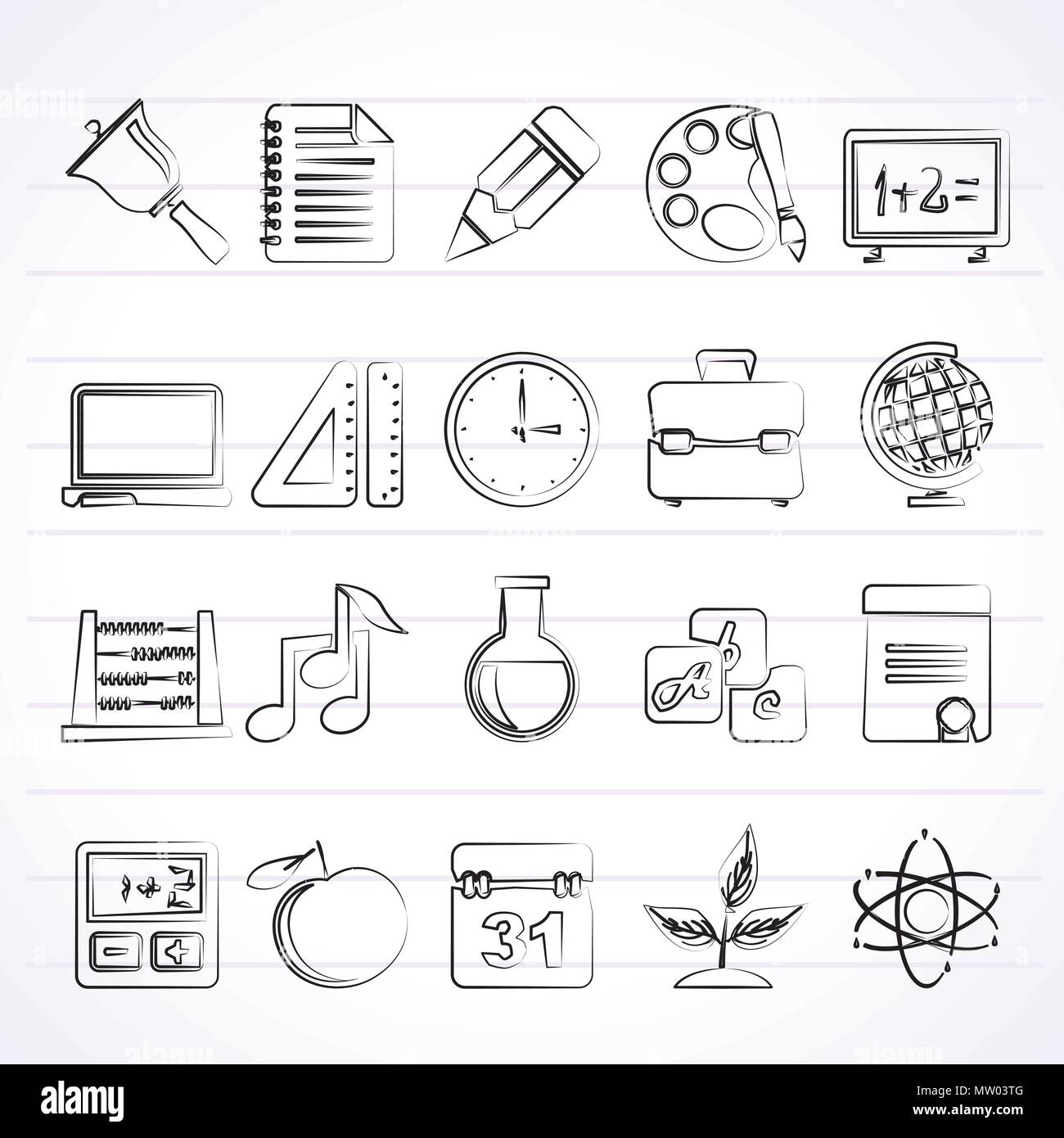 Education, science and studies icons - vector icon set Stock Vector ...
