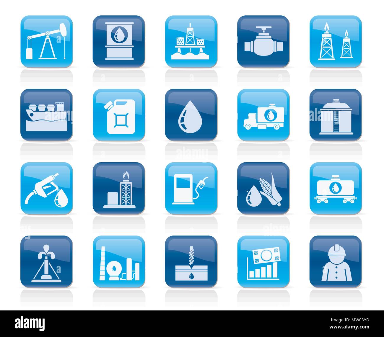 Oil industry, Gas production, transportation and storage icons - vector ...