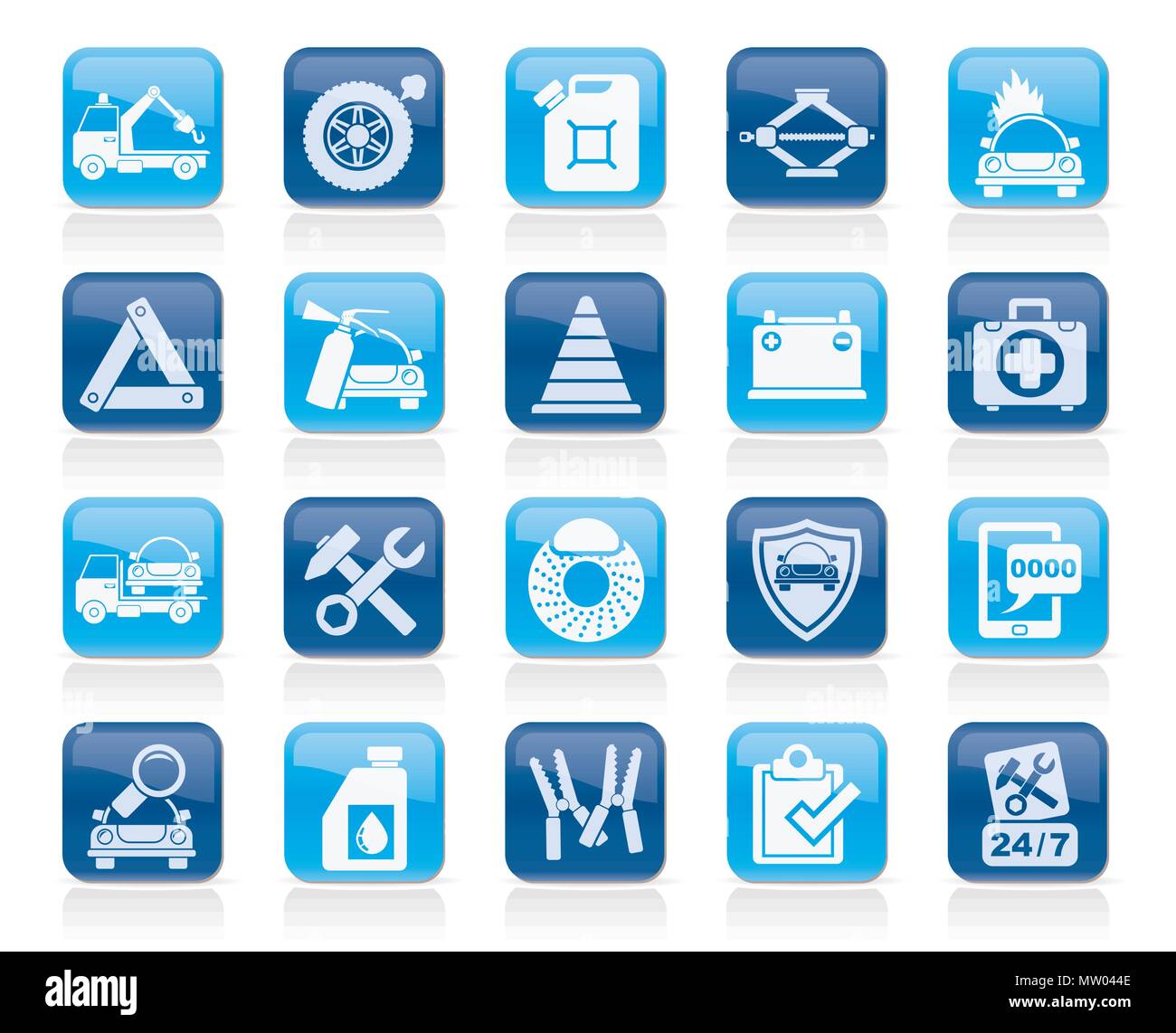 Roadside Assistance and tow icons - vector icon set Stock Vector Image ...
