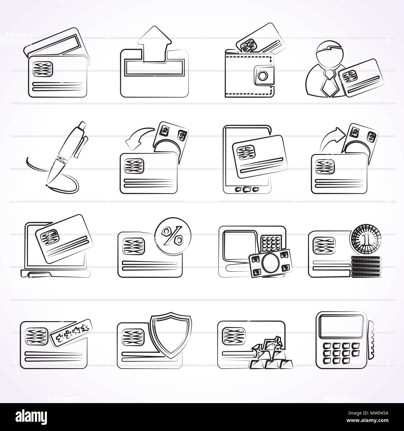 Credit card, POS terminal and ATM icons - vector icon set Stock Vector ...