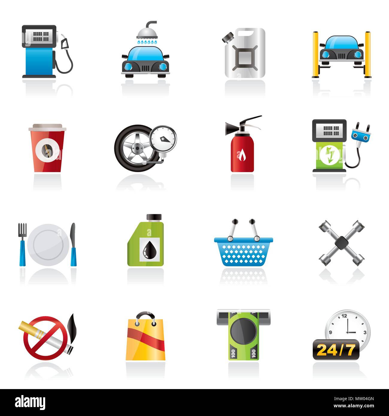Gas Station Services Icons - vector icon set Stock Vector Image & Art ...