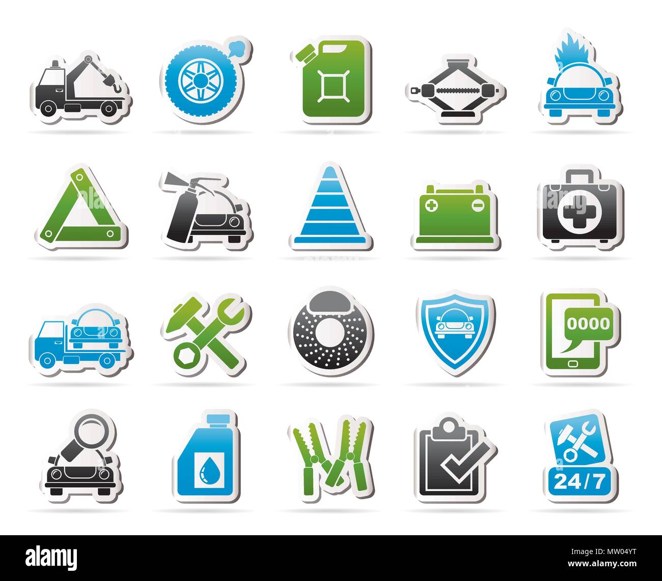 Roadside Assistance and tow icons - vector icon set Stock Vector Image ...