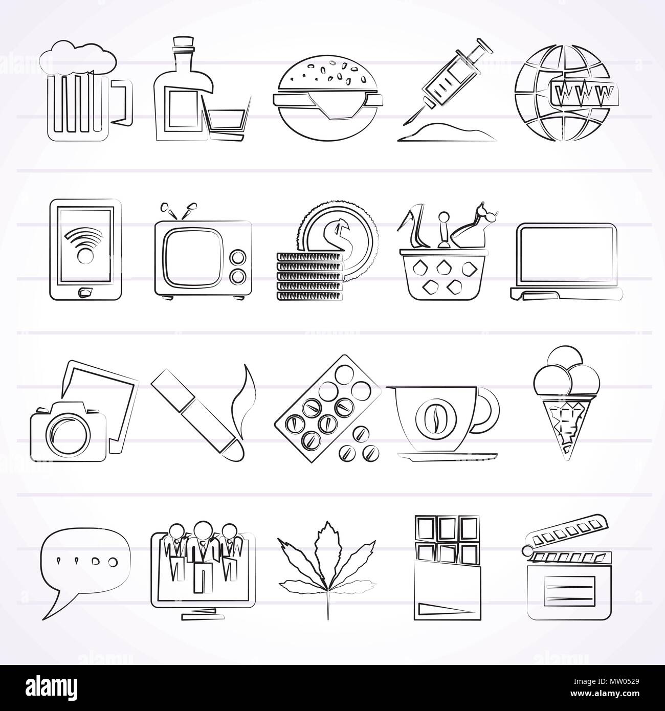Different types of Addictions icons - vector icon set Stock Vector ...