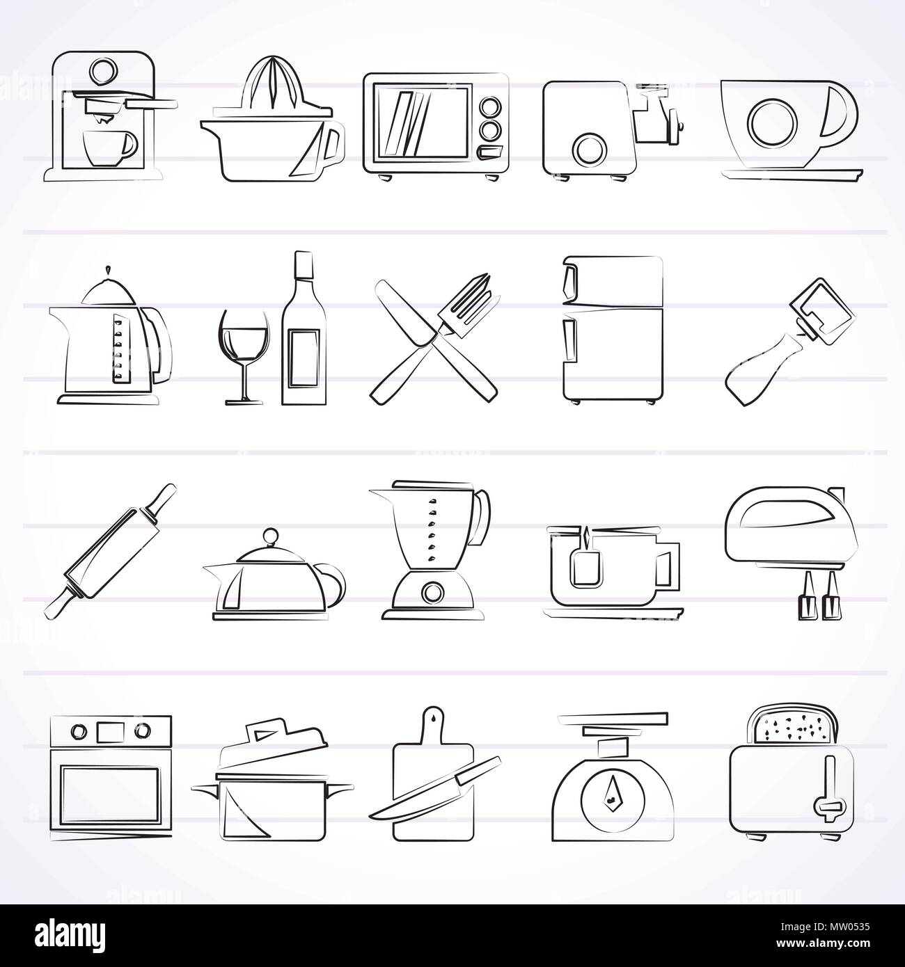 Kitchenware objects and equipment icons - vector icon set Stock Vector ... Kitchenware objects and equipment icons - vector icon set Stock Vector ...