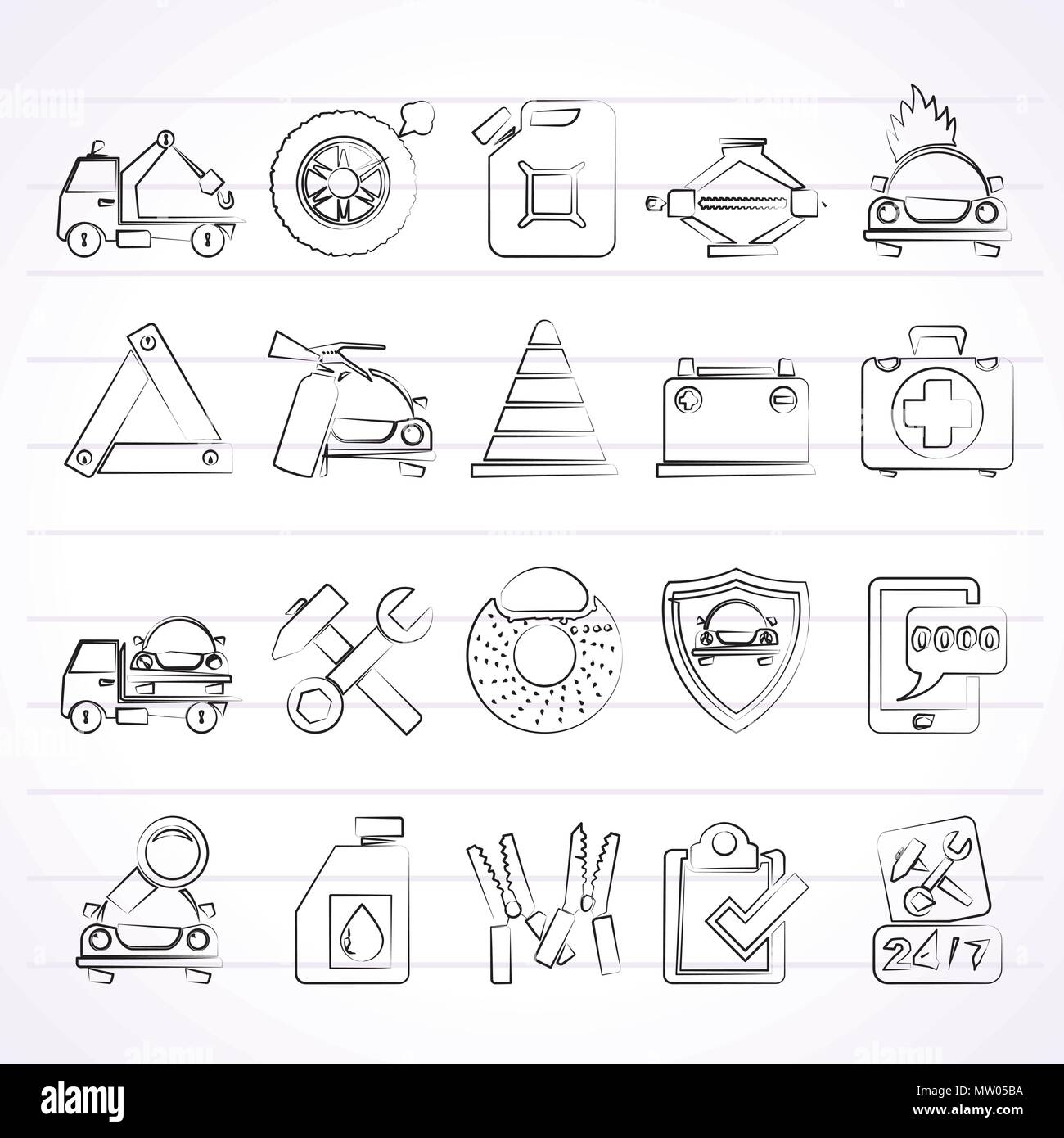 Roadside Assistance and tow icons - vector icon set Stock Vector Image ...