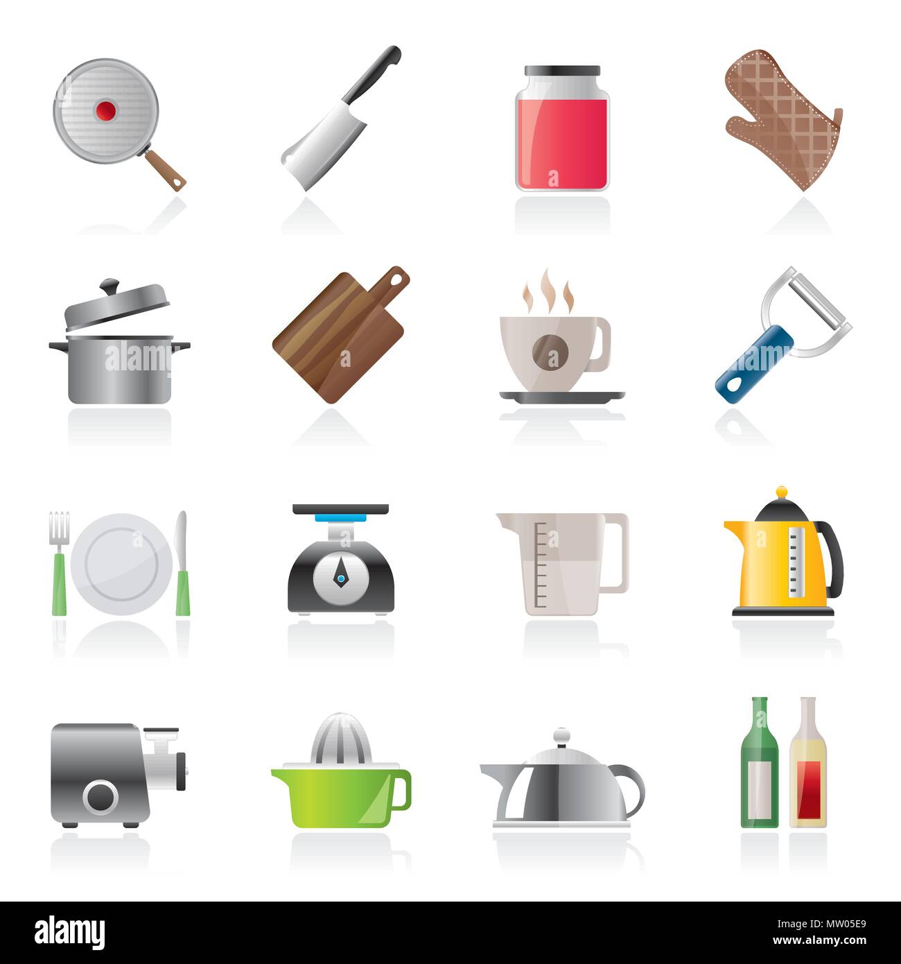 Home kitchen equipment icons - vector icon set Stock Vector Image & Art ...