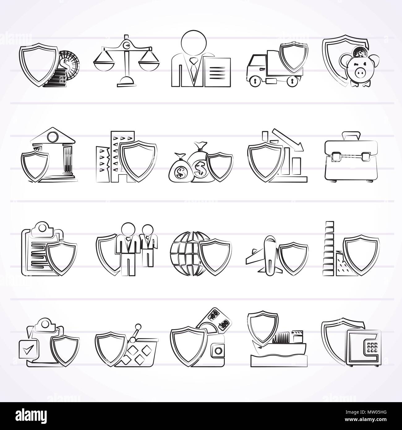 Business and industrial insurance icons - vector icon set Stock Vector ...
