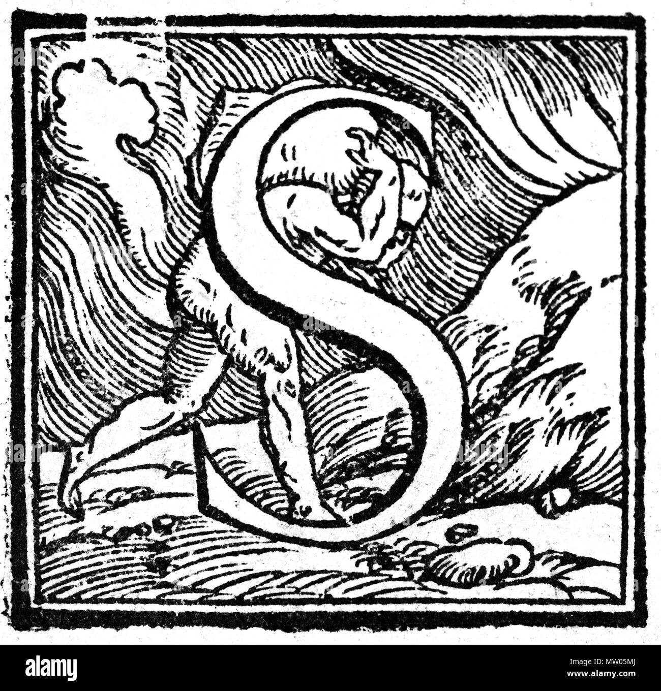 . English: Initial S, Sisyphus Woodcut . 1562. Anonymous Italian 562 ...