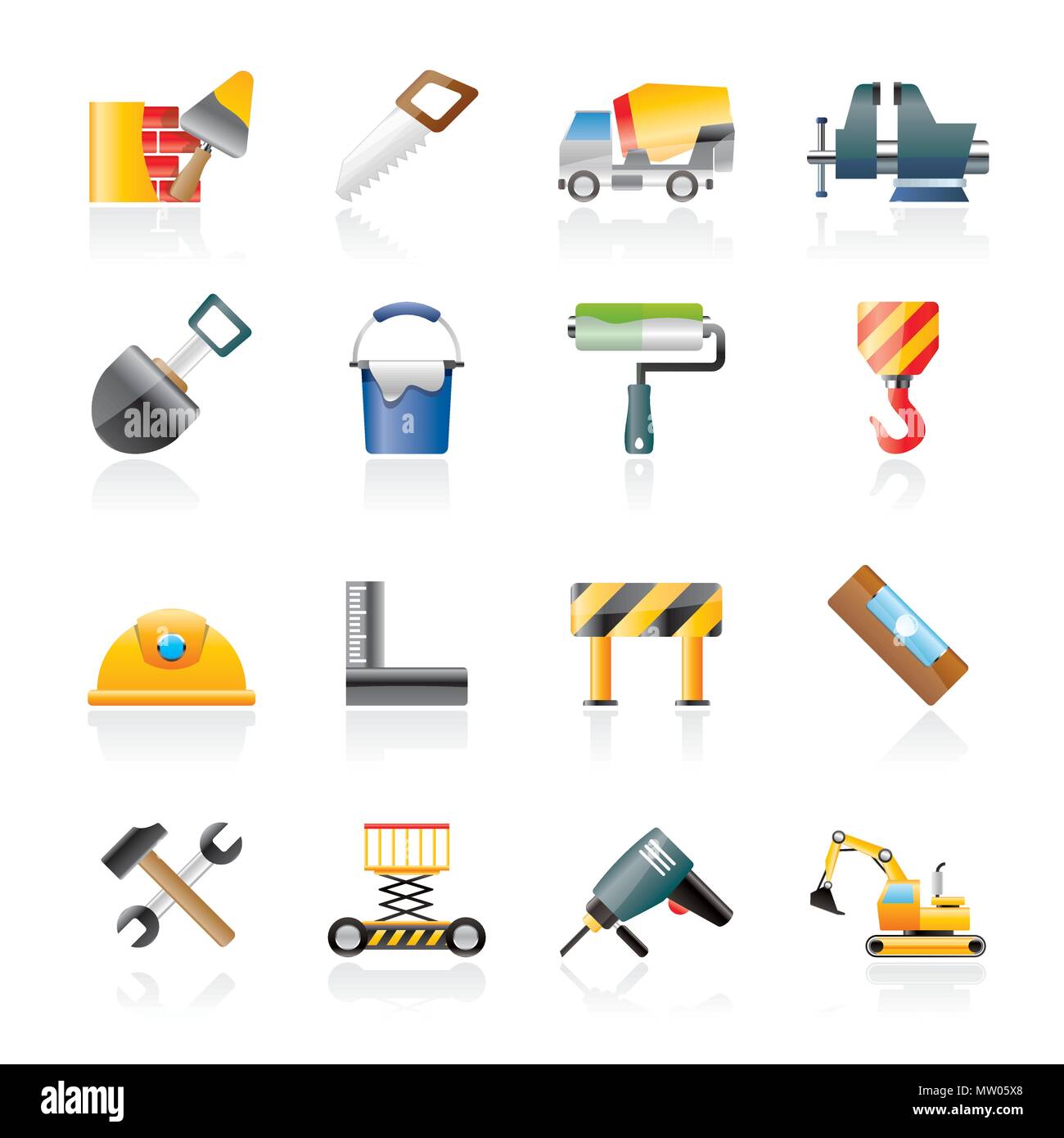 Building and construction tools icons - vector icon set Stock Vector ...