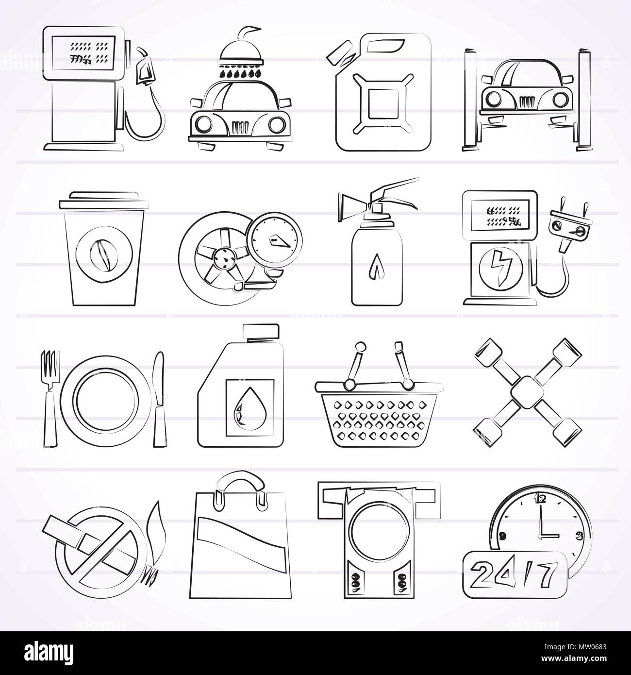 Gas Station Services Icons - vector icon set Stock Vector Image & Art ...