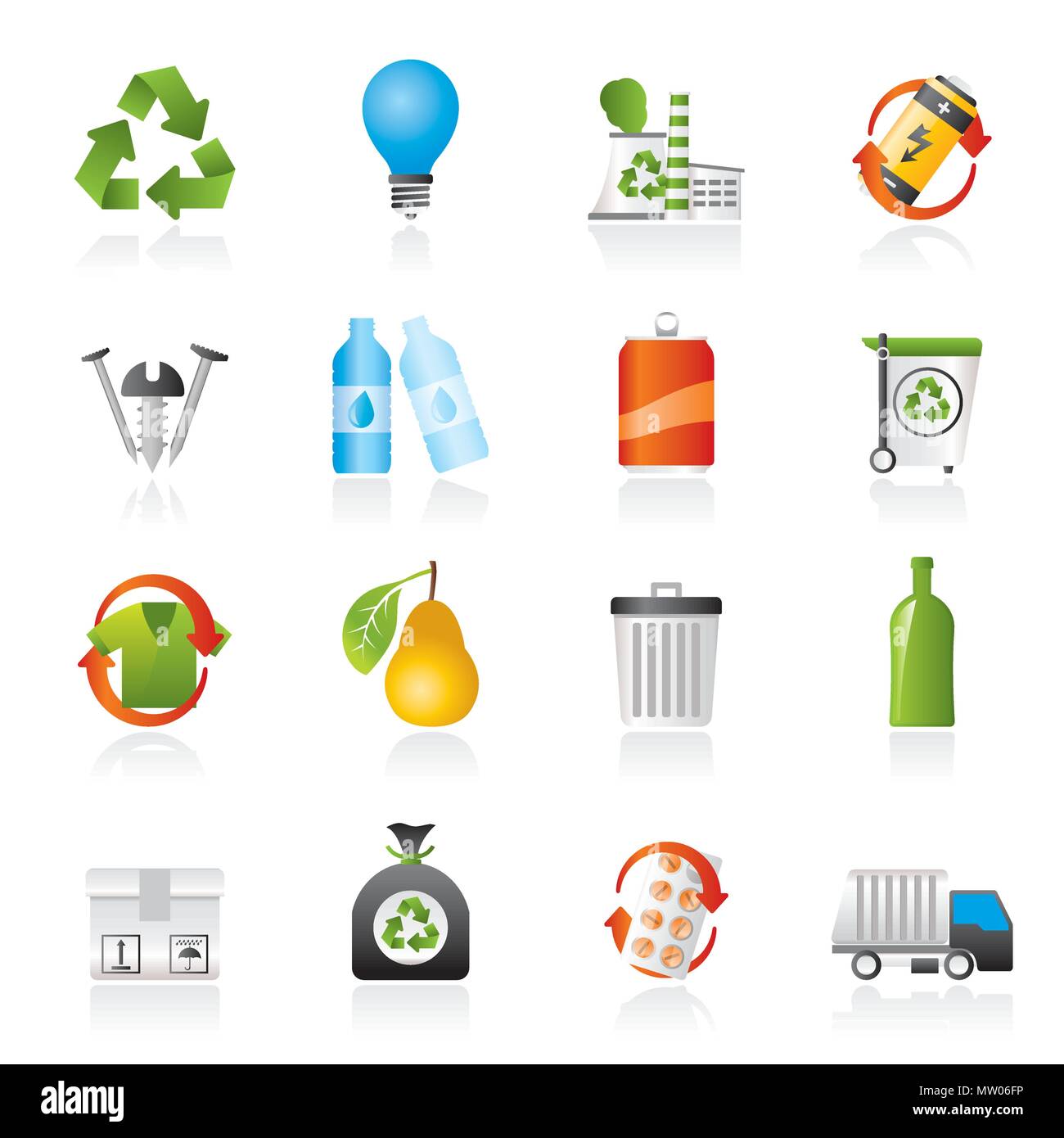 Garbage and Recycling Icons - vector icon set Stock Vector Image & Art ...