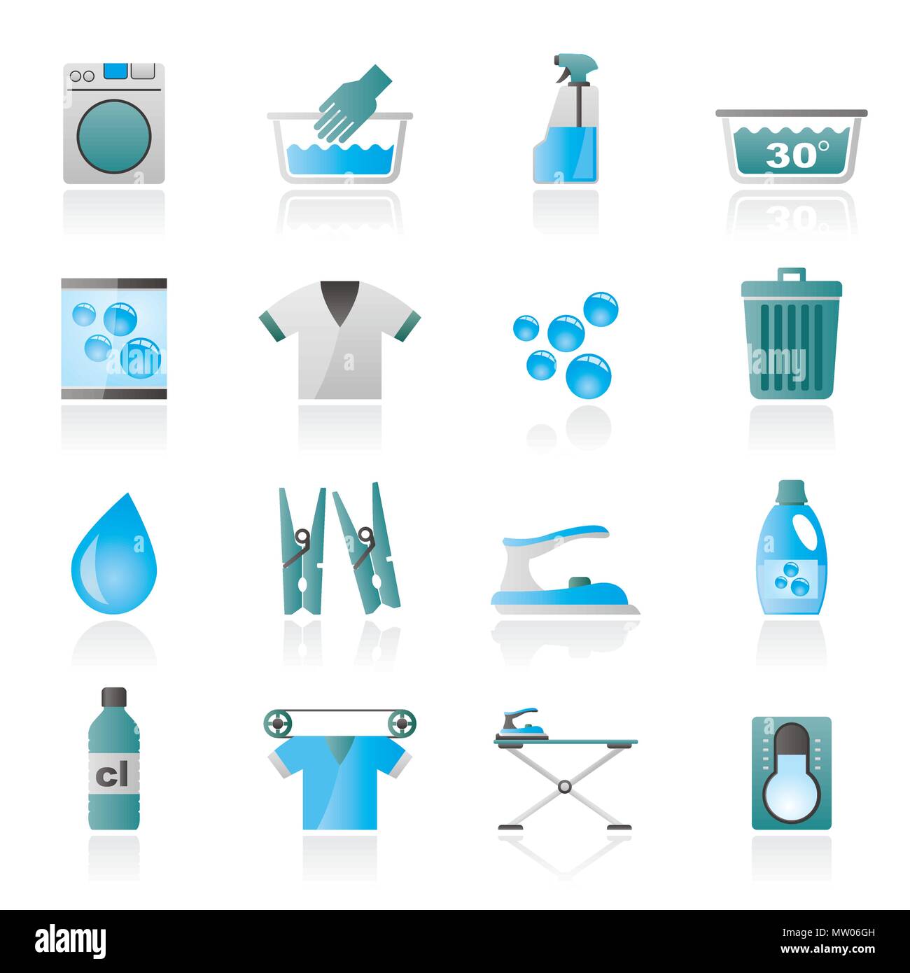 Washing machine and laundry icons - vector icon set Stock Vector Image ...