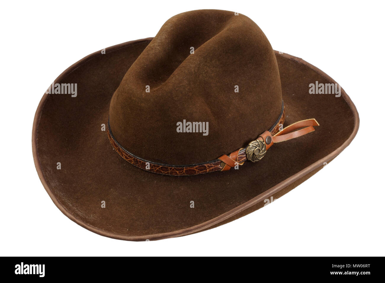 brown cowboy hat isolated on white Stock Photo - Alamy
