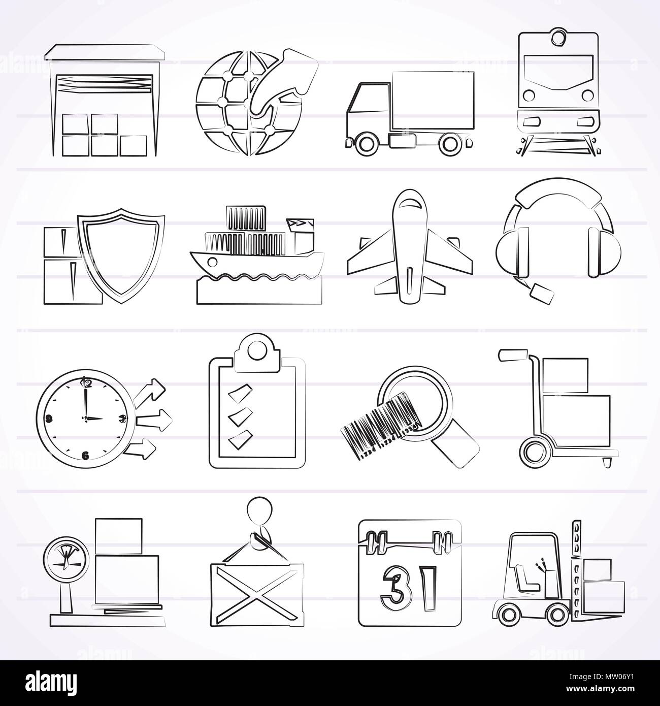 Logistic, cargo and transportation icons - vector icon set Stock Vector ...
