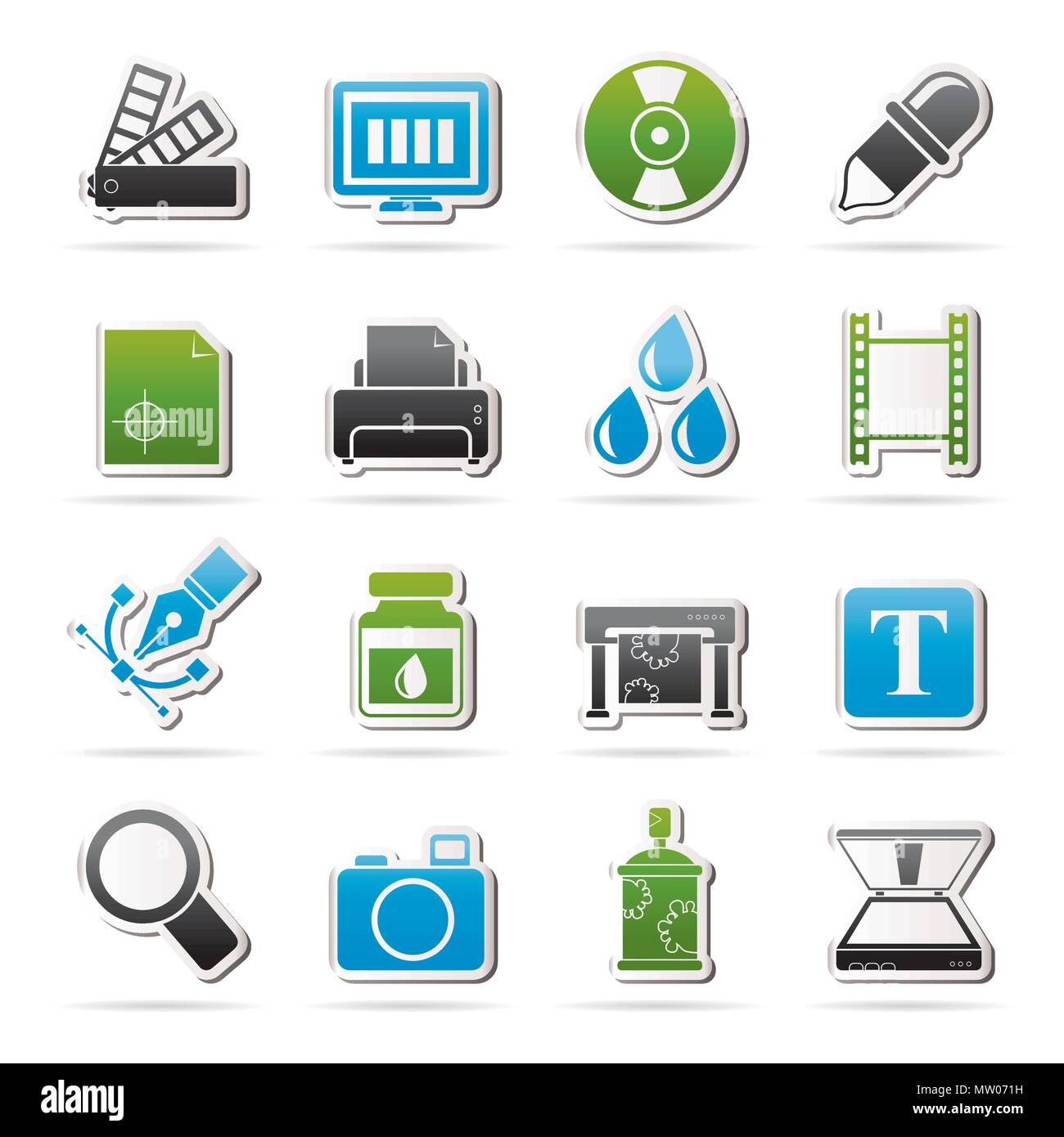 Print industry and graphic design icons - vector icon set Stock Vector ...