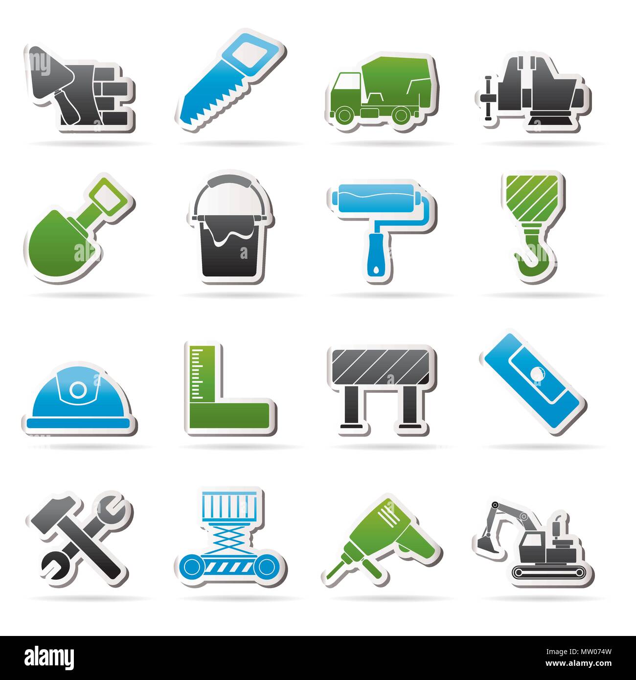 Building and construction tools icons - vector icon set Stock Vector ...