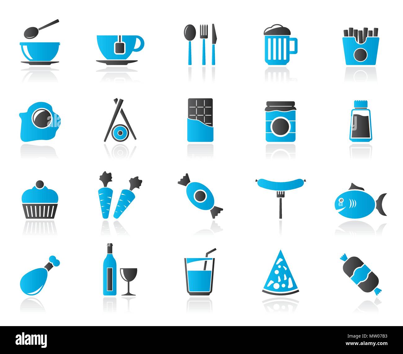 Different kind of food and drinks icons 1 - vector icon set Stock ...
