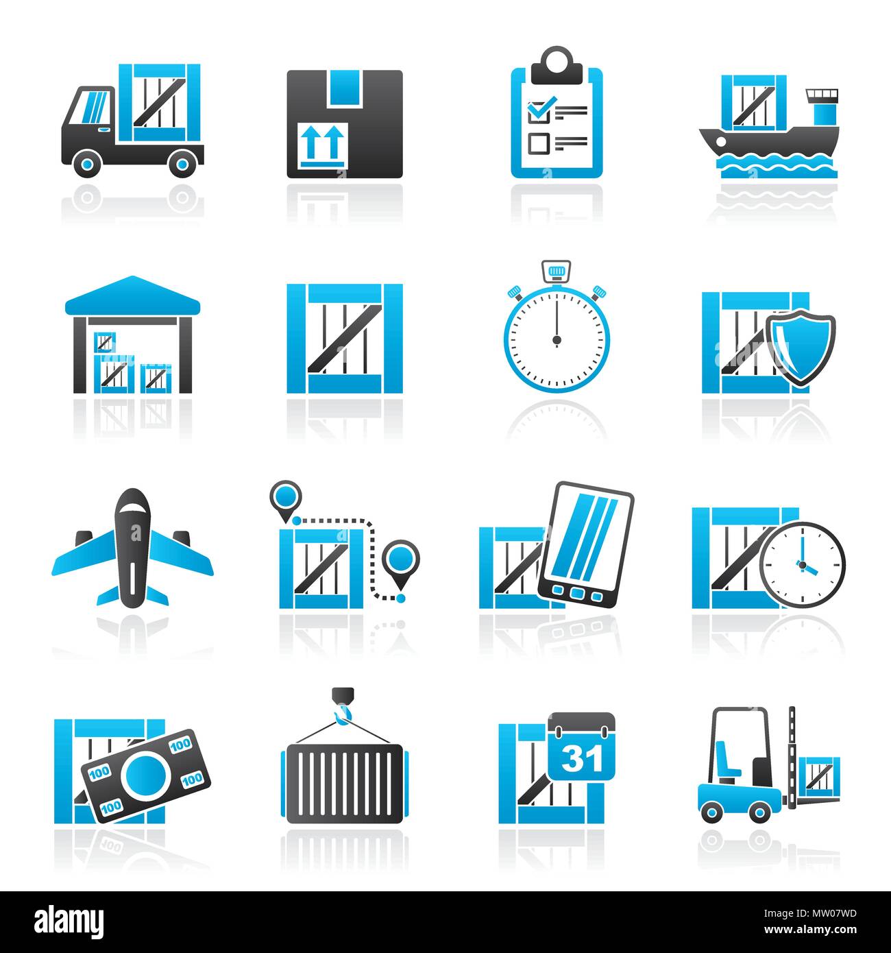 Cargo, shipping, Logistics and delivery icons - vector icon set Stock ...