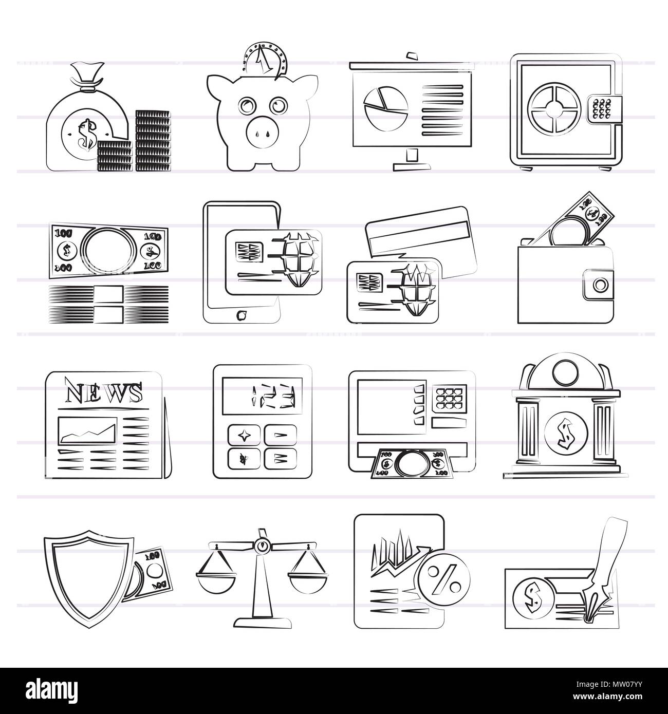Banking and financial services icons - vector icon set Stock Vector ...