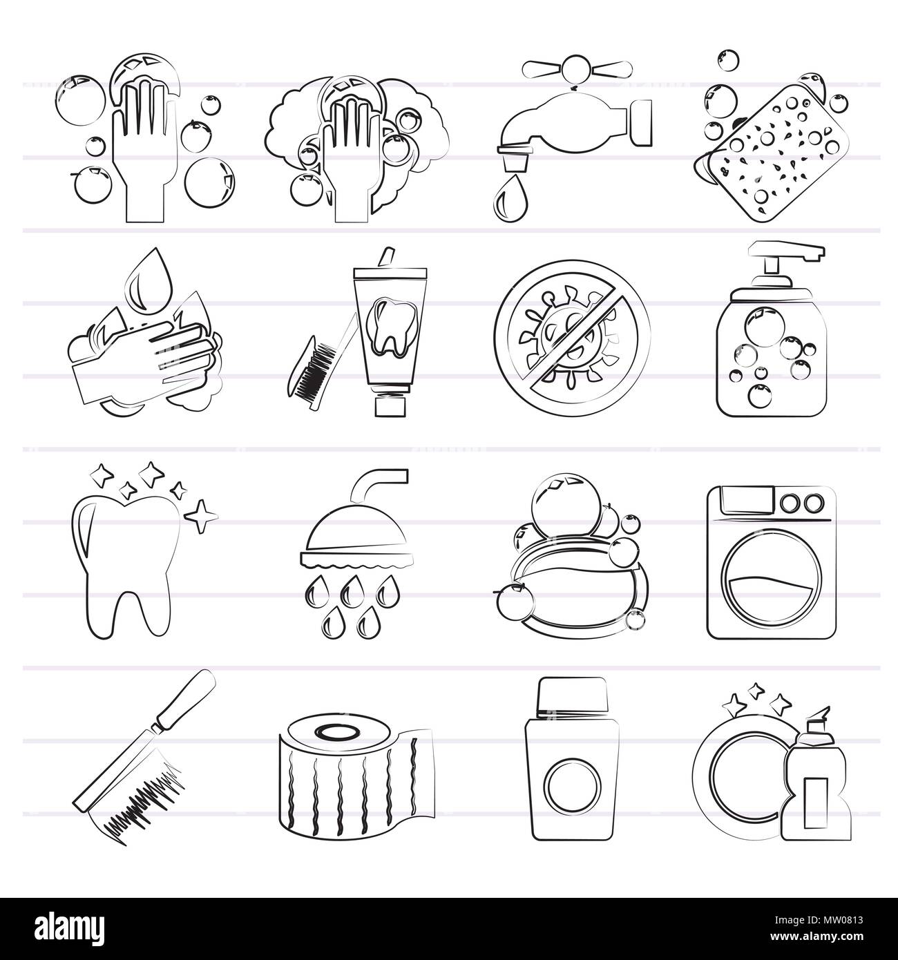 Cleaning and hygiene icons - vector icon set Stock Vector Image & Art ...