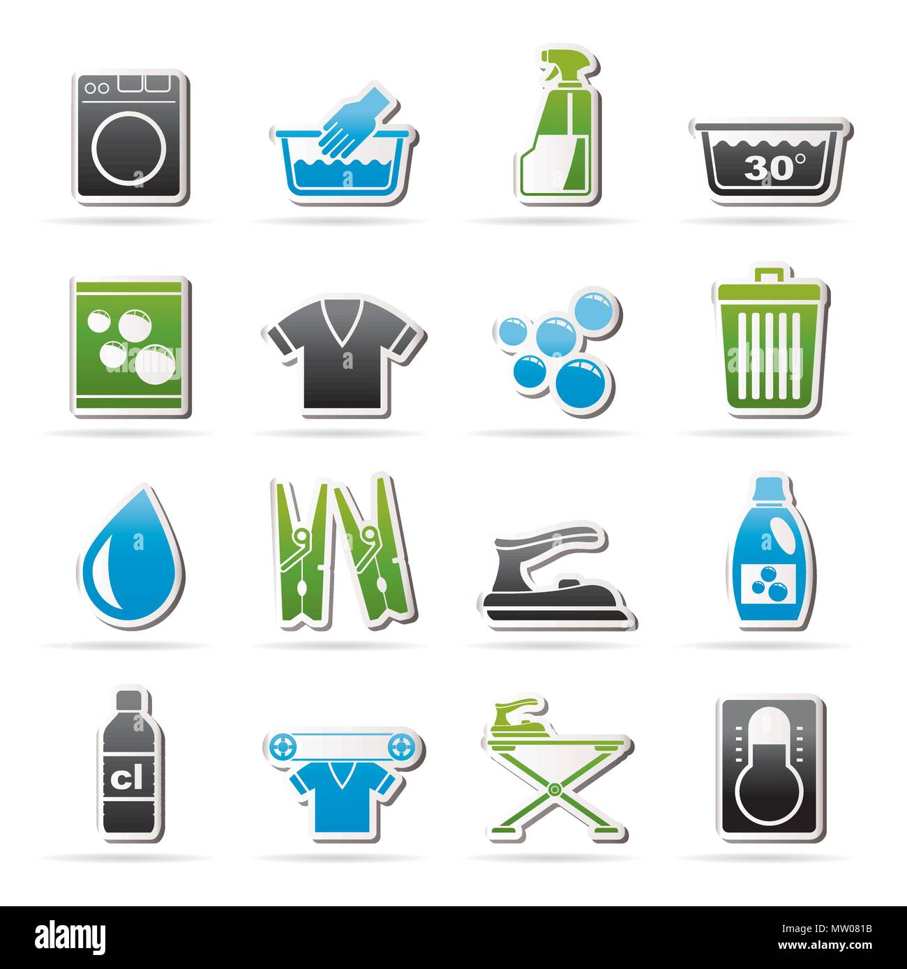 Washing machine and laundry icons - vector icon set Stock Vector Image ...