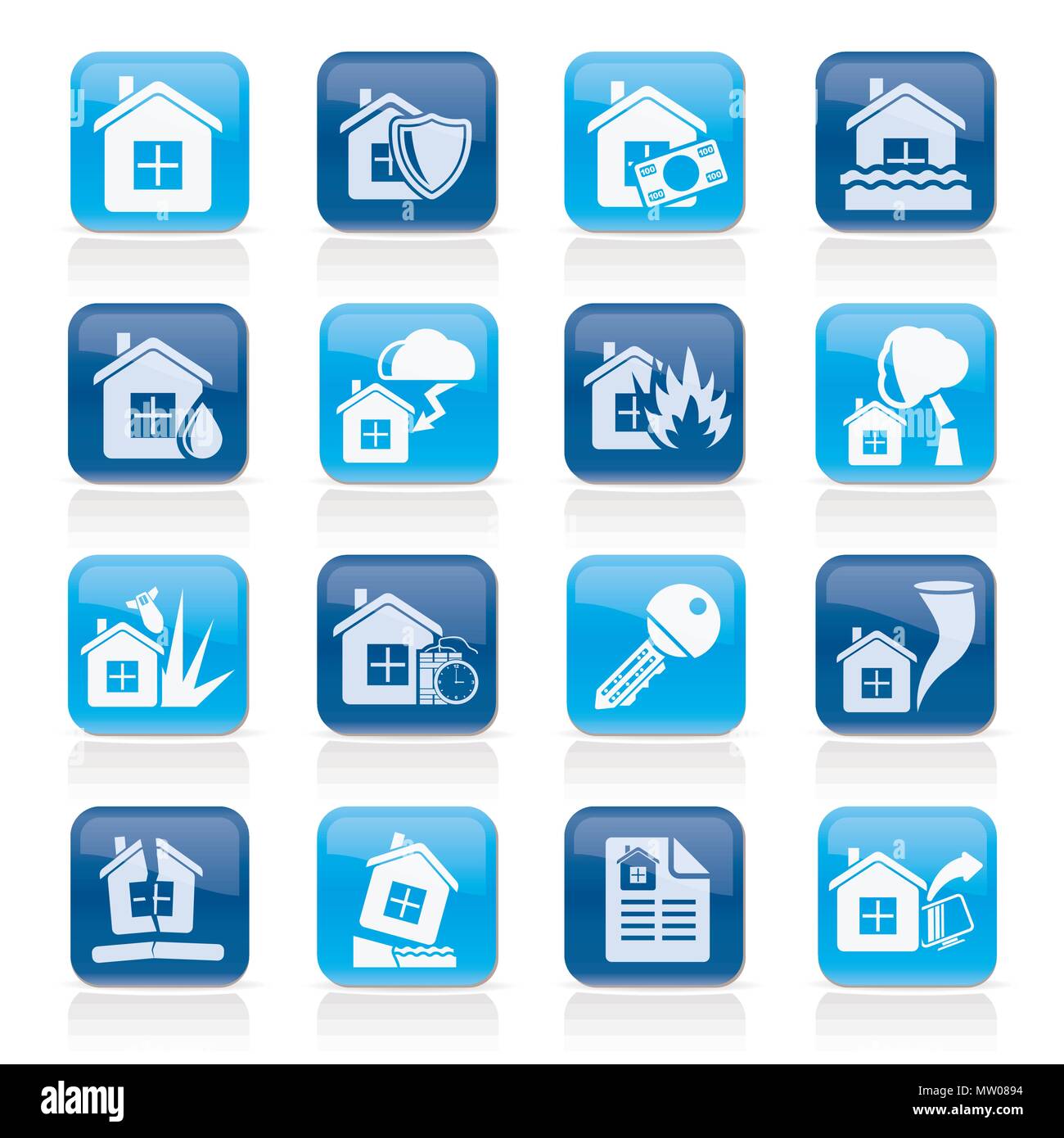 Home risk and insurance icons- vector icon set Stock Vector Image & Art ...