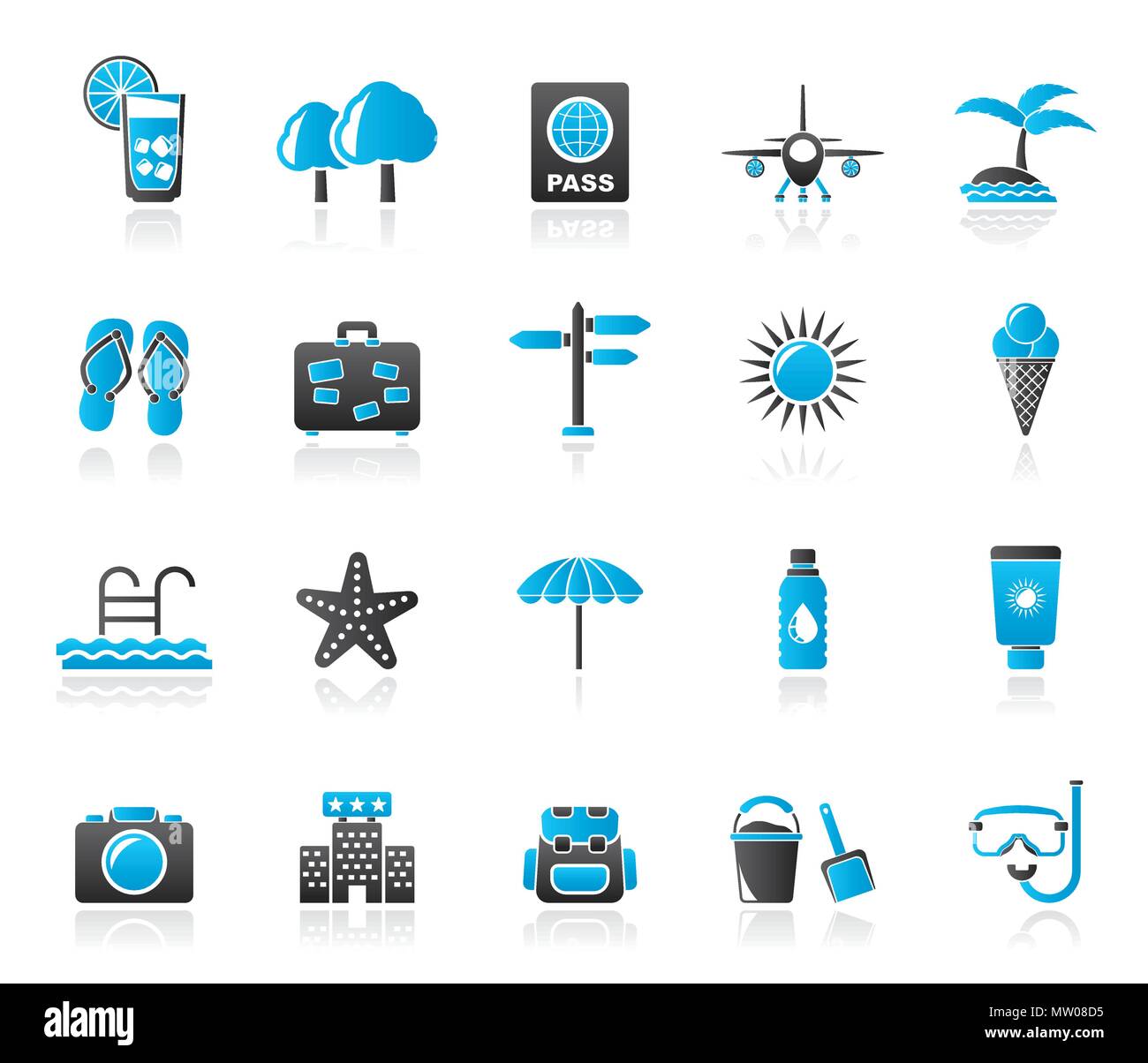 Summer, vacation and beach icons - vector icon set Stock Vector Image ...