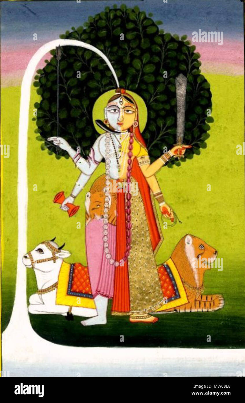 . English: Ardhanarisvara . circa 1800. Unknown 572 Standing Ardhanari ...