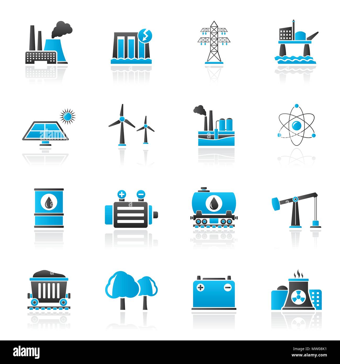 Energy producing industry and resources icons - vector icon set Stock ...