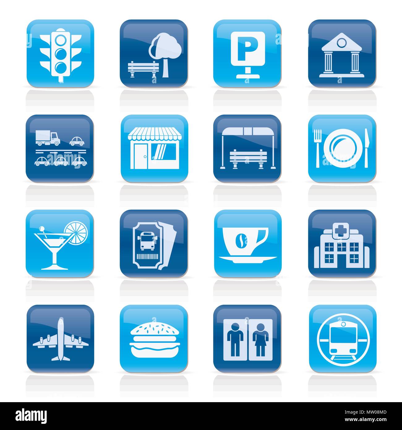 Urban and city elements icons - vector icon set Stock Vector Image ...