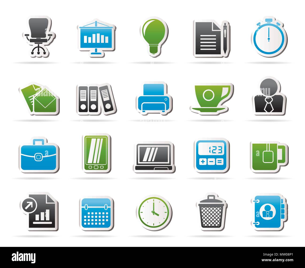 Business and office objects icons - vector icon set Stock Vector Image ...