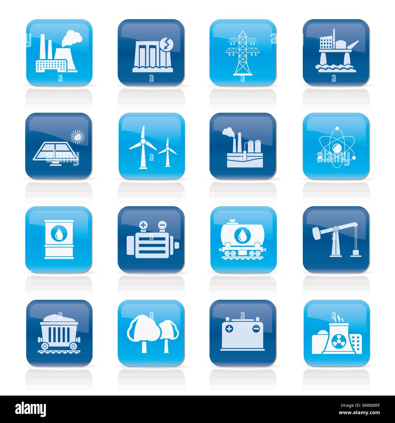 Energy producing industry and resources icons - vector icon set Stock ...