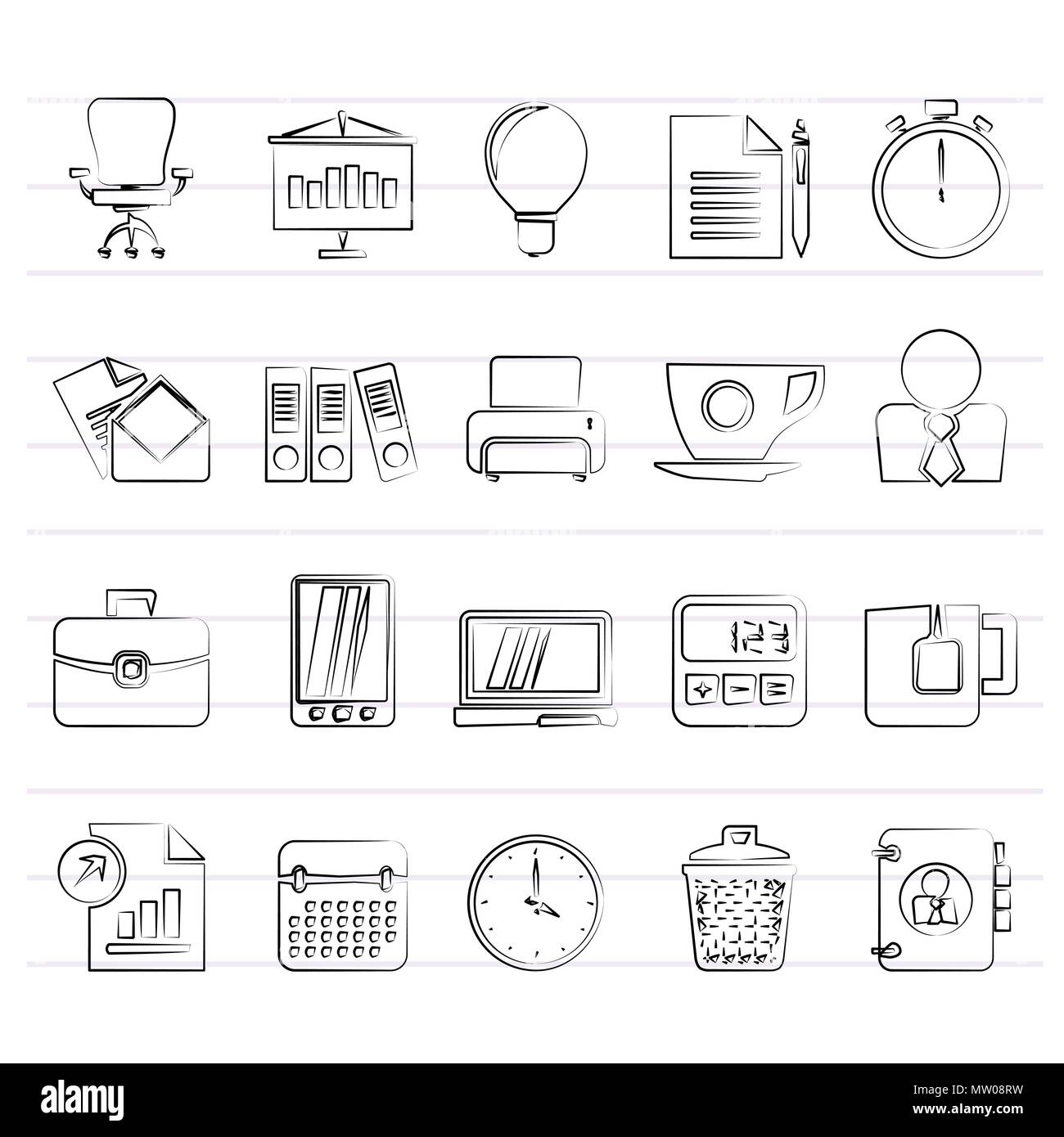 Business and office objects icons - vector icon set Stock Vector Image ...