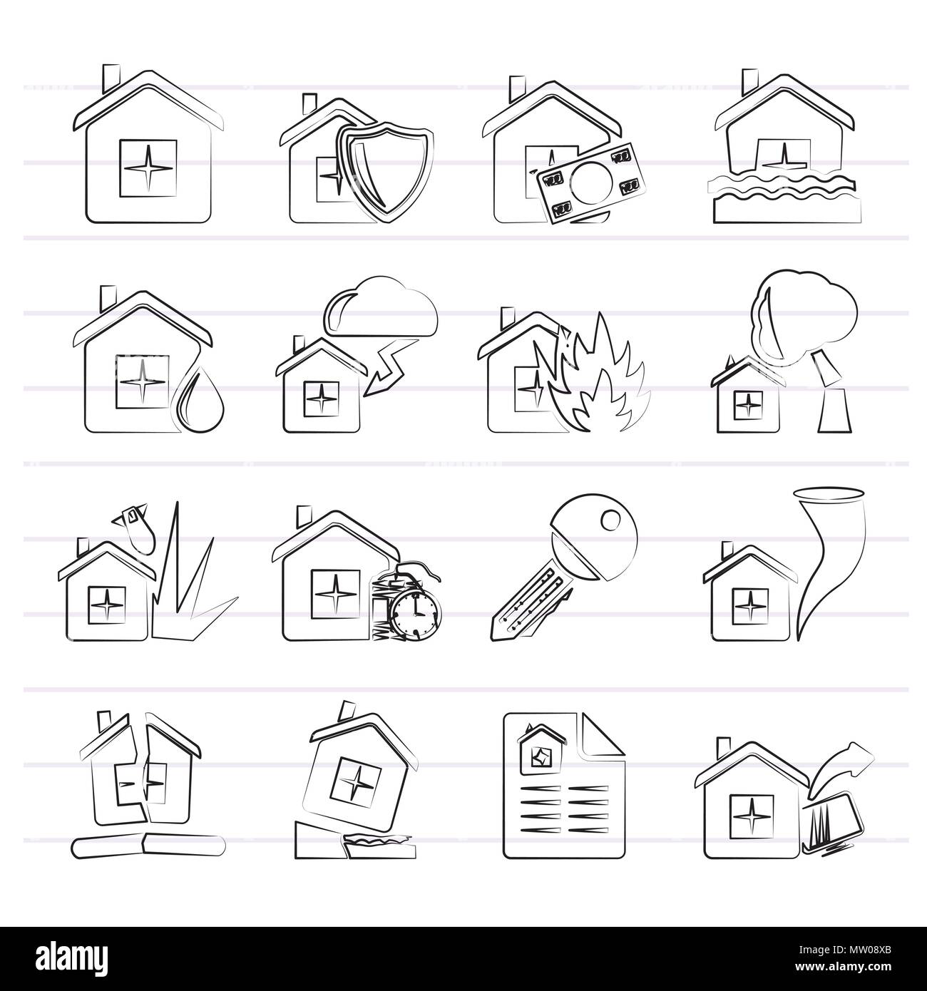 Home risk and insurance icons- vector icon set Stock Vector Image & Art ...